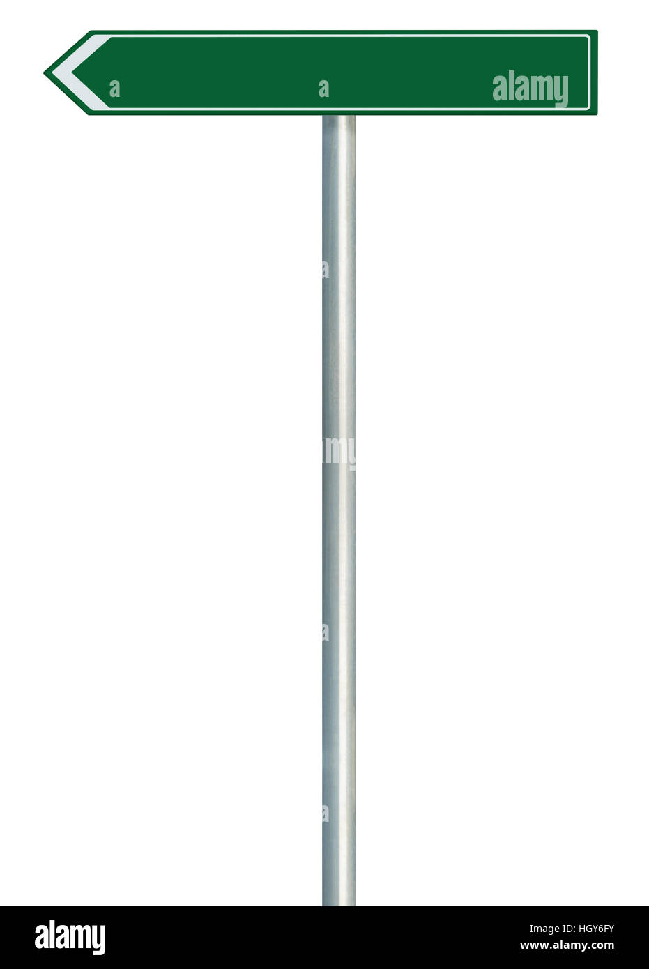 Left road route direction pointer this way sign, green isolated ...