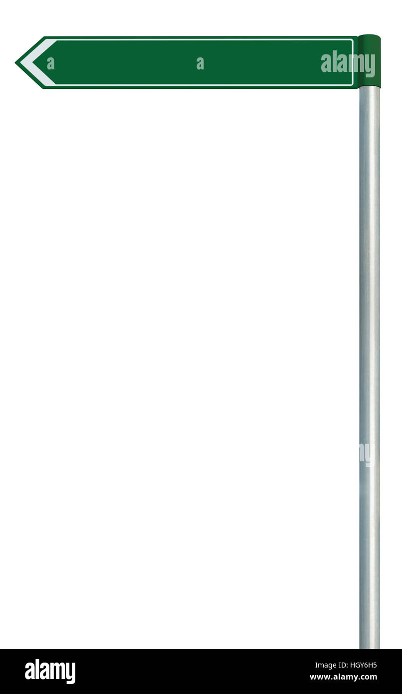 Left road route direction pointer this way sign, green isolated ...