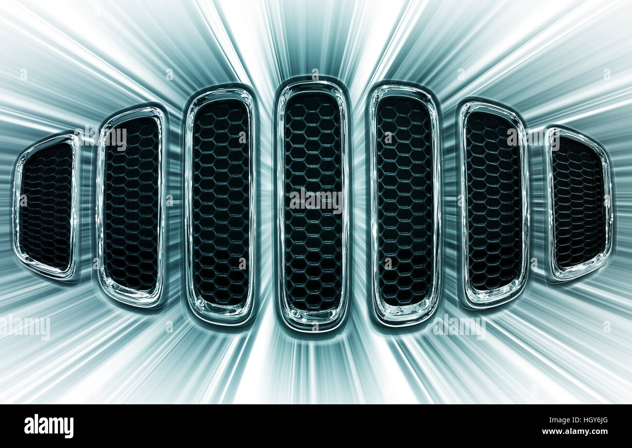 Chrome grille of the car in abstract form Stock Photo - Alamy