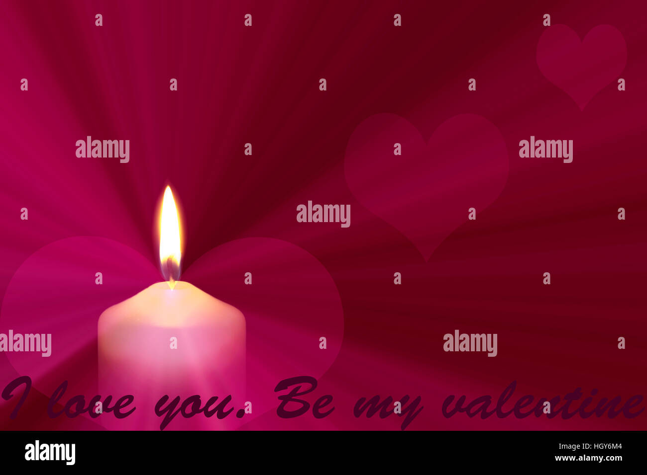 A bright candlelight with hearts Stock Photo - Alamy