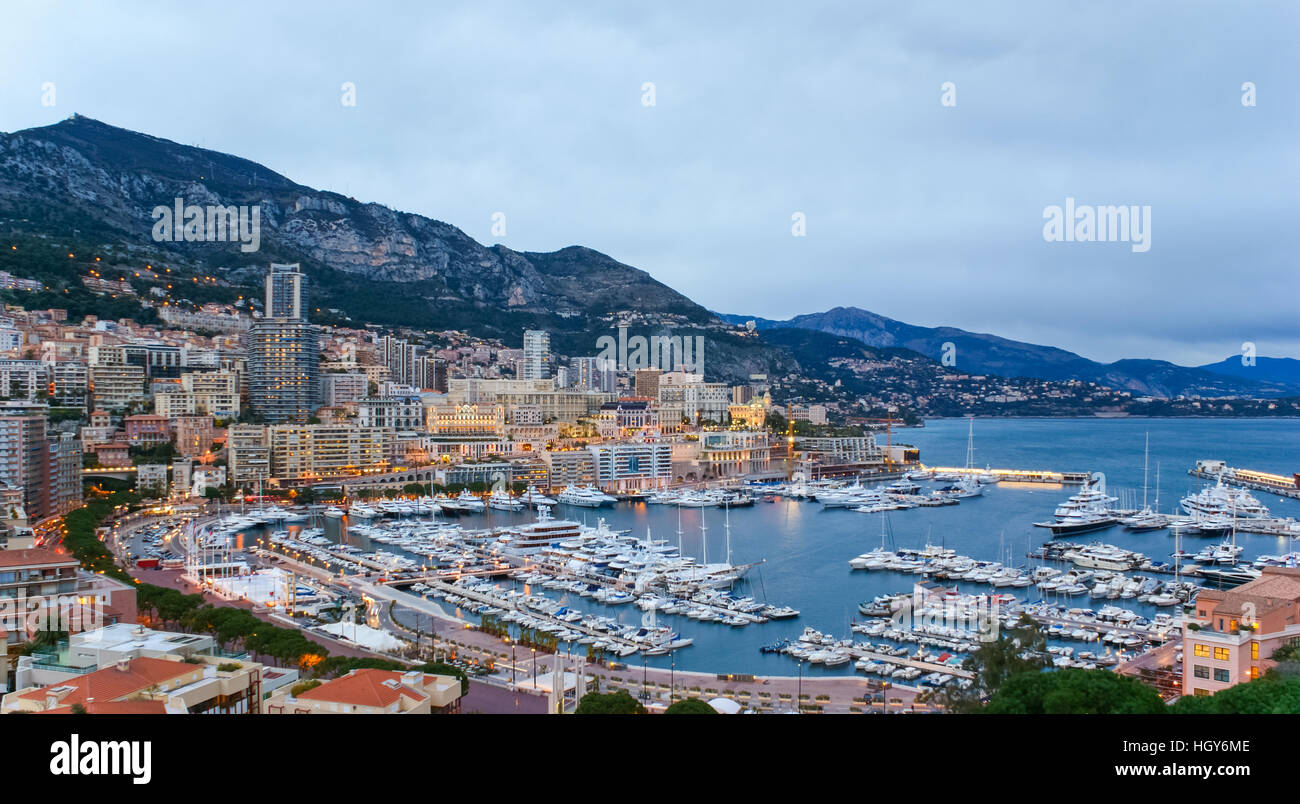 Great view on the Hercules haven from the hills of the Monaco-Ville ...