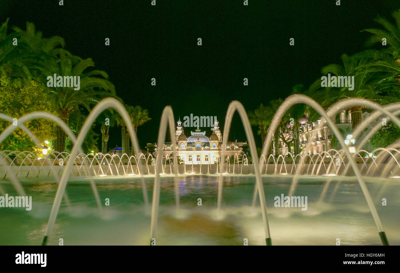 Night monaco fountain lights hi-res stock photography and images - Alamy