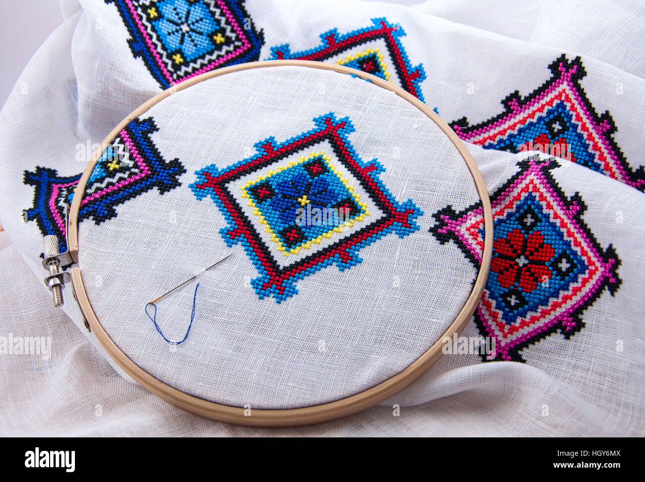 Traditional Slavic geometric pattern embroidered cross stitch ...