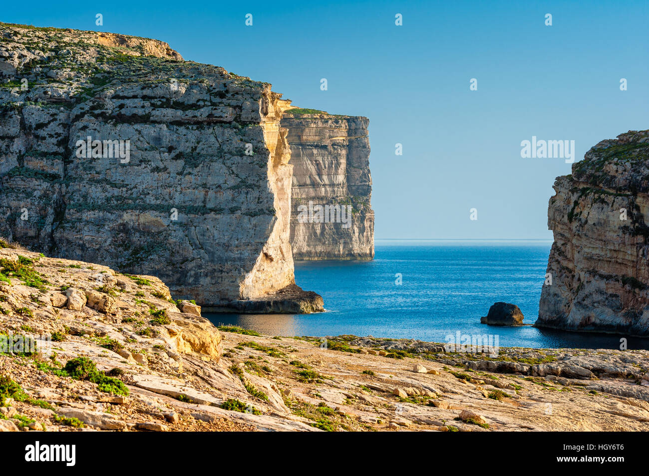 Cliffs on West Coast of Gozo Malta Stock Photo - Alamy