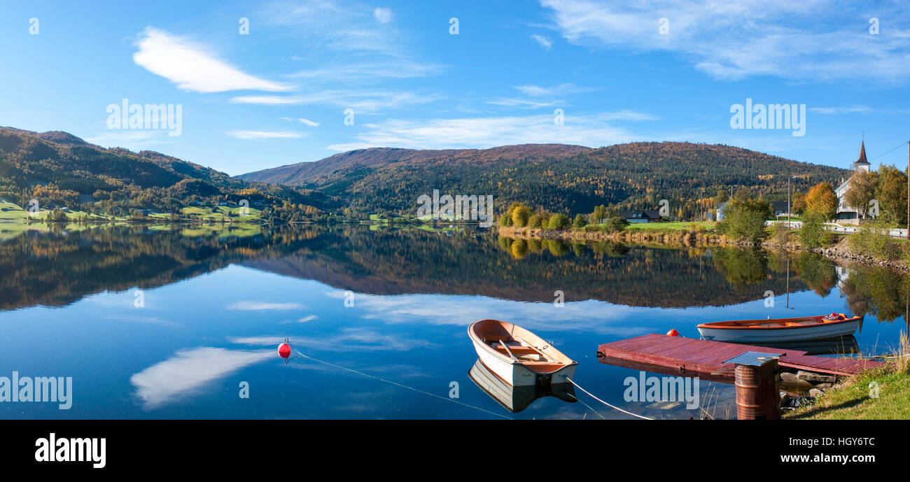 Panoramic view of Norwegian lake Stock Photo - Alamy