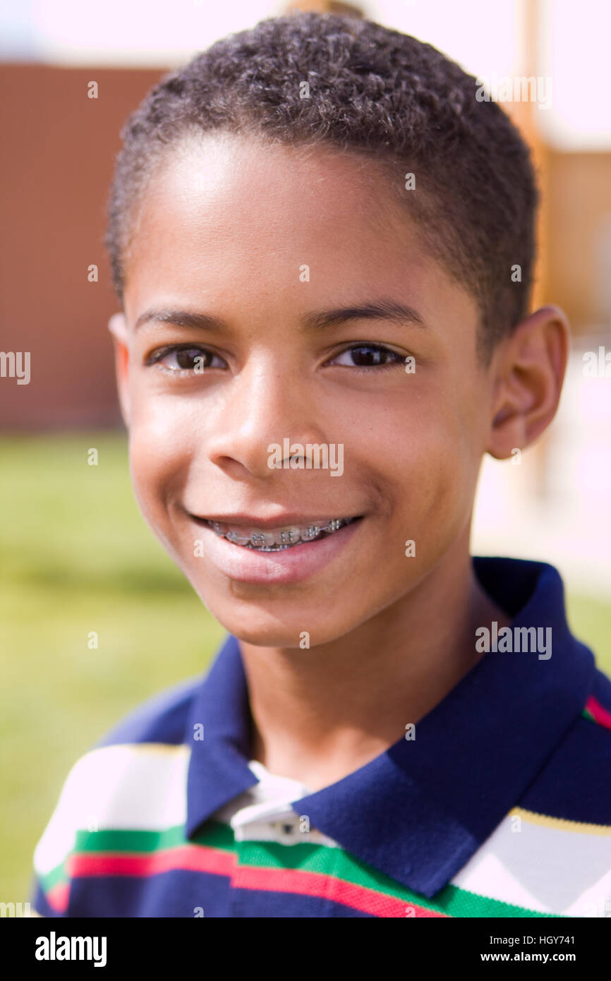 Happy African American boy with open arms Stock Photo - Alamy