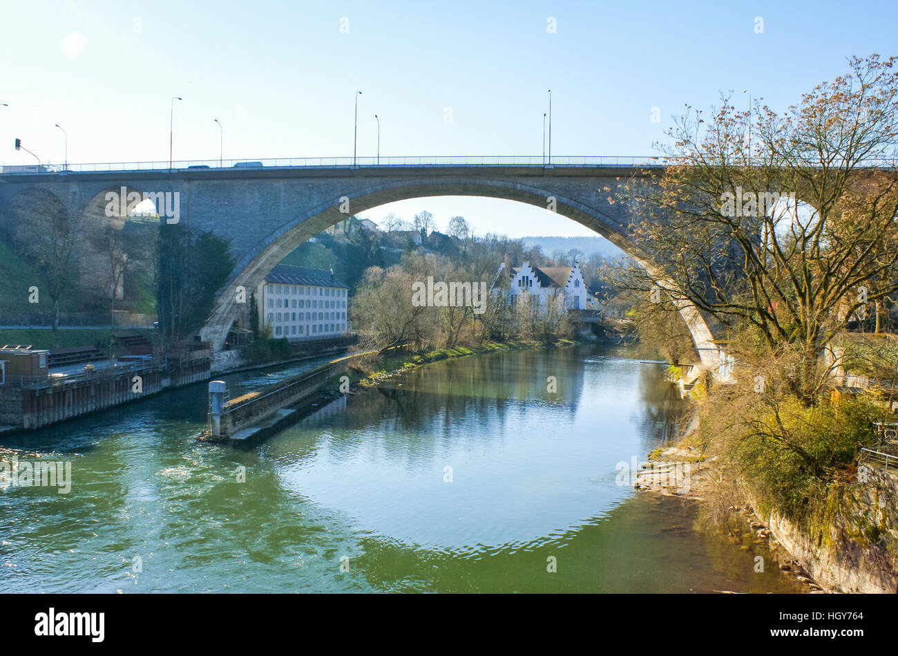 the arch bridge over limmat river, baden, switzerland Stock Photo - Alamy