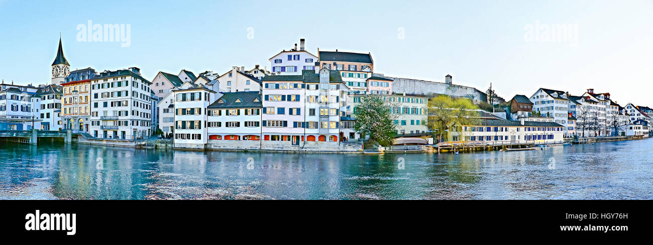 ZURICH, SWITZERLAND - MARCH 20, 2011: The centre of Zurich city is the ...
