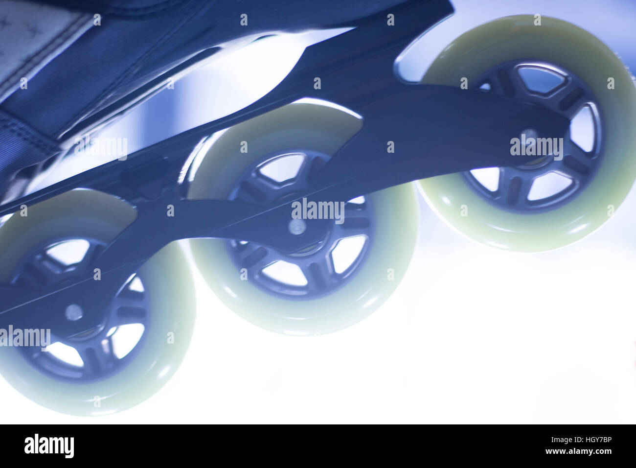 Freestyle inline skates boots and wheels in retail store shop window ...