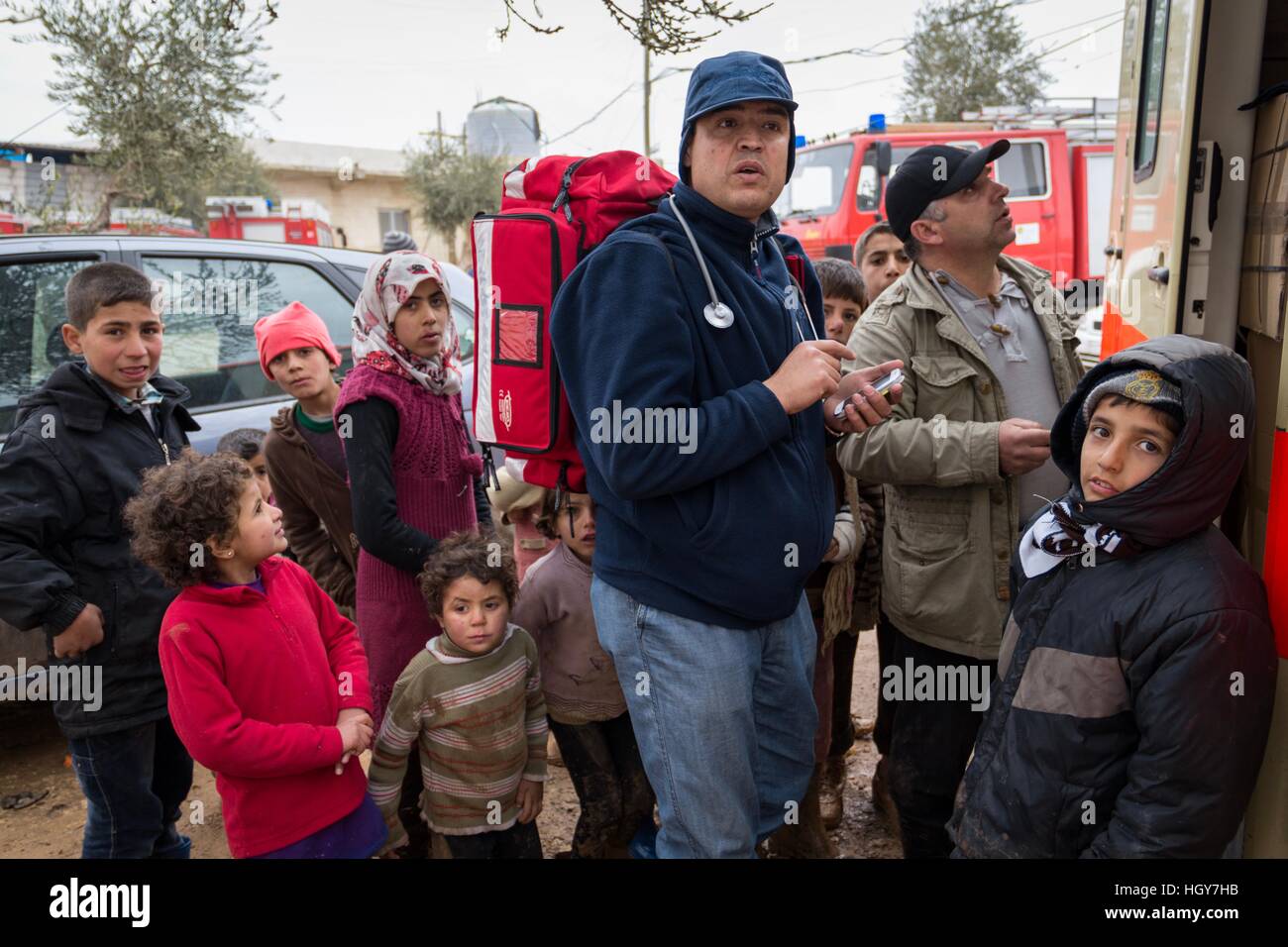 Azaz, Syria - January 29, 2014. Syrian refugee camp near the village ...