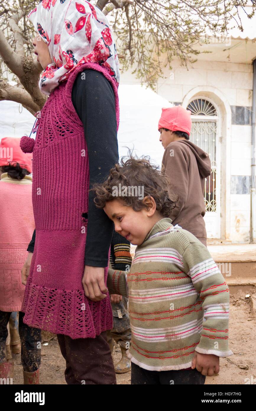 Azaz, Syria - January 29, 2014. Syrian refugee camp near the village ...