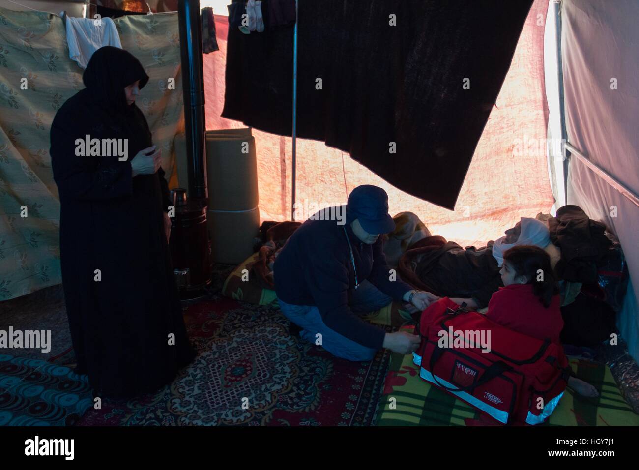 Azaz, Syria - January 29, 2014. Syrian refugee camp near the village ...