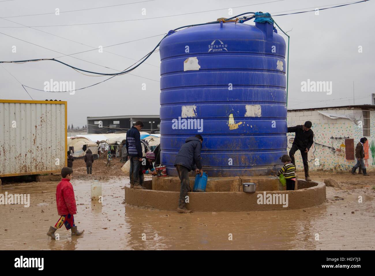 Azaz, Syria - January 29, 2014. Syrian refugee camp near the village ...