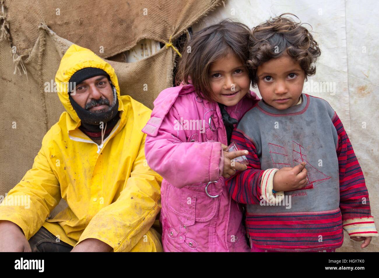 Azaz, Syria - January 29, 2014. Syrian refugee camp near the village ...