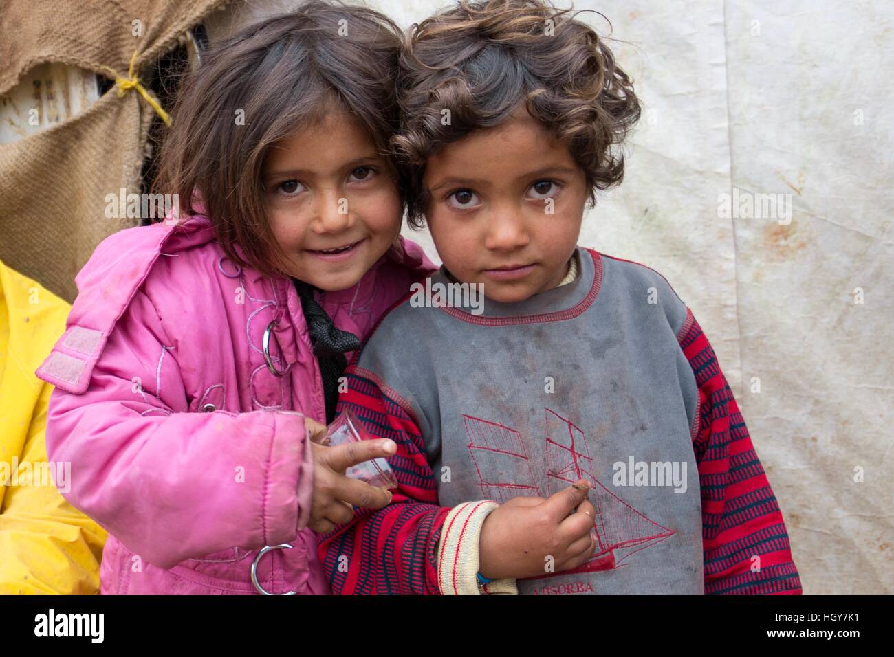 Azaz, Syria - January 29, 2014. Syrian refugee camp near the village ...
