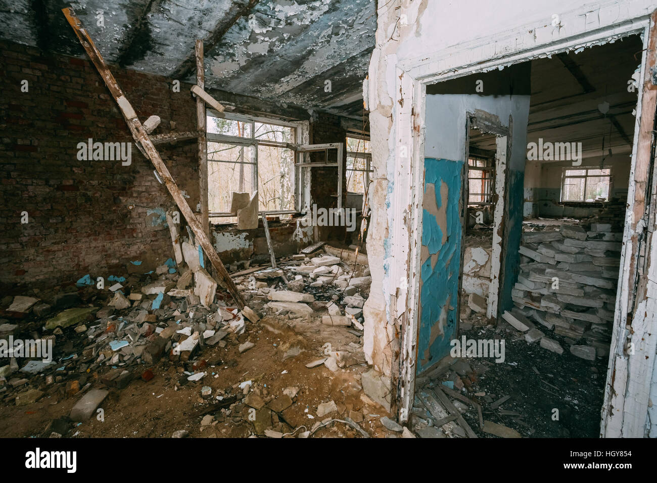 Abandoned Building Interior In Chernobyl Zone. Chornobyl Disasters ...