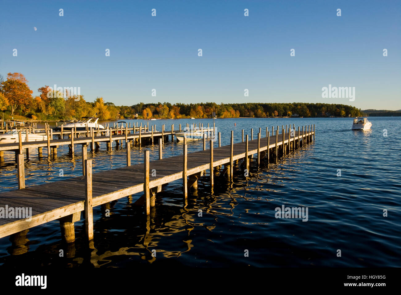 View of Lake Winnipesauke from town docks in Wolfeboro, New Hampshire ...