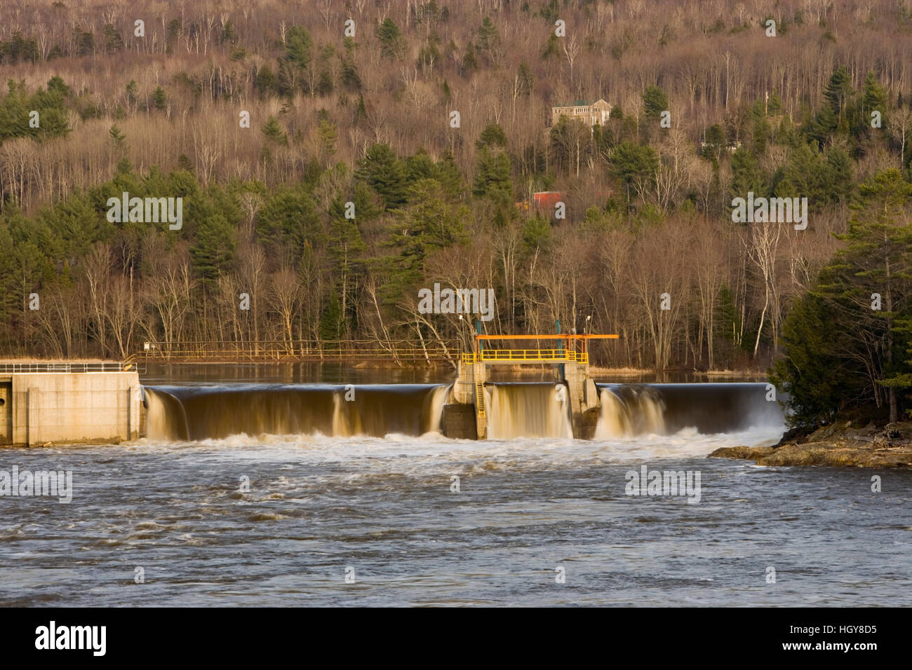 The Gilman Dam on the Connecticut River in Gilman, Vermont and Cushman ...