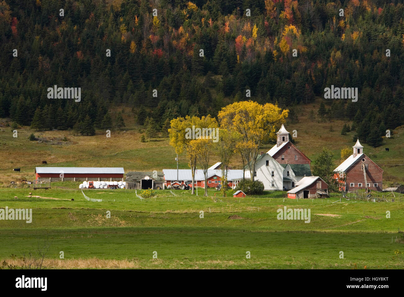 Indian Stream flows past a farm in Pittsburg, New Hampshire. Fall Stock ...