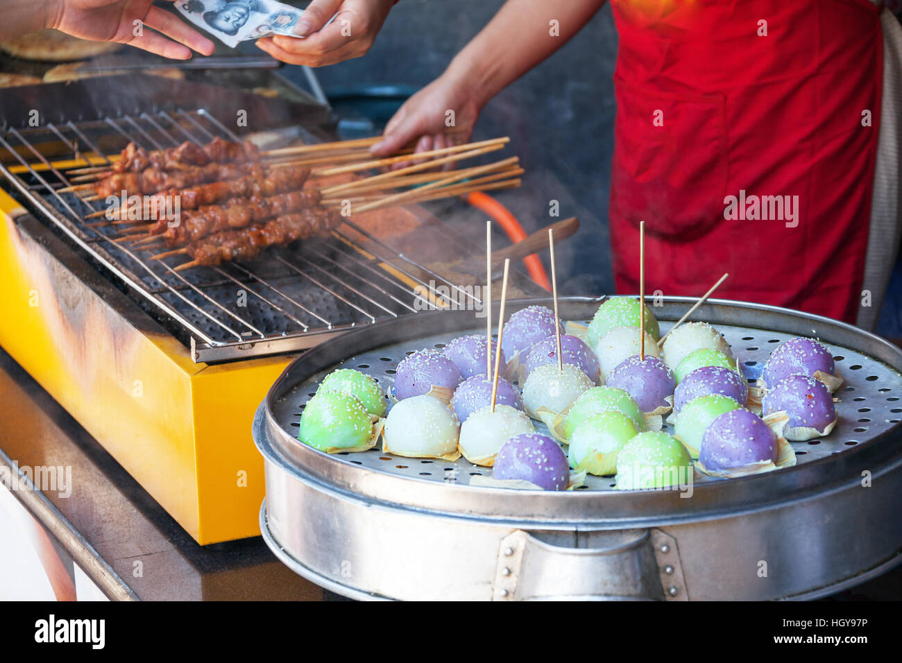 Chinese street food, snacks and BBQ grill Stock Photo - Alamy