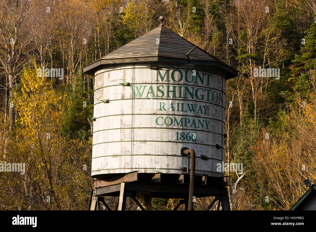 Water tower at the Mount Washington Cog railway in Twin Mountain, New ...