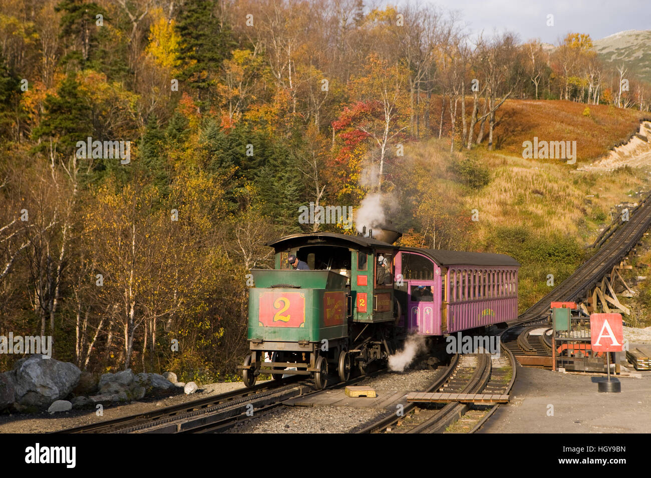 The cog railroad on Mount Washington in Twin Mountain, New Hampshire ...