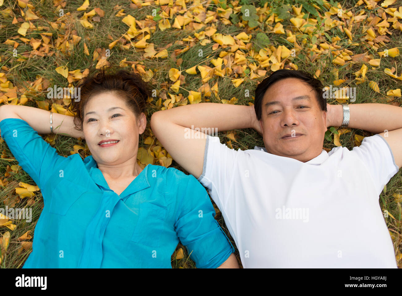 Portrait of happy old people relaxed in nature Stock Photo - Alamy