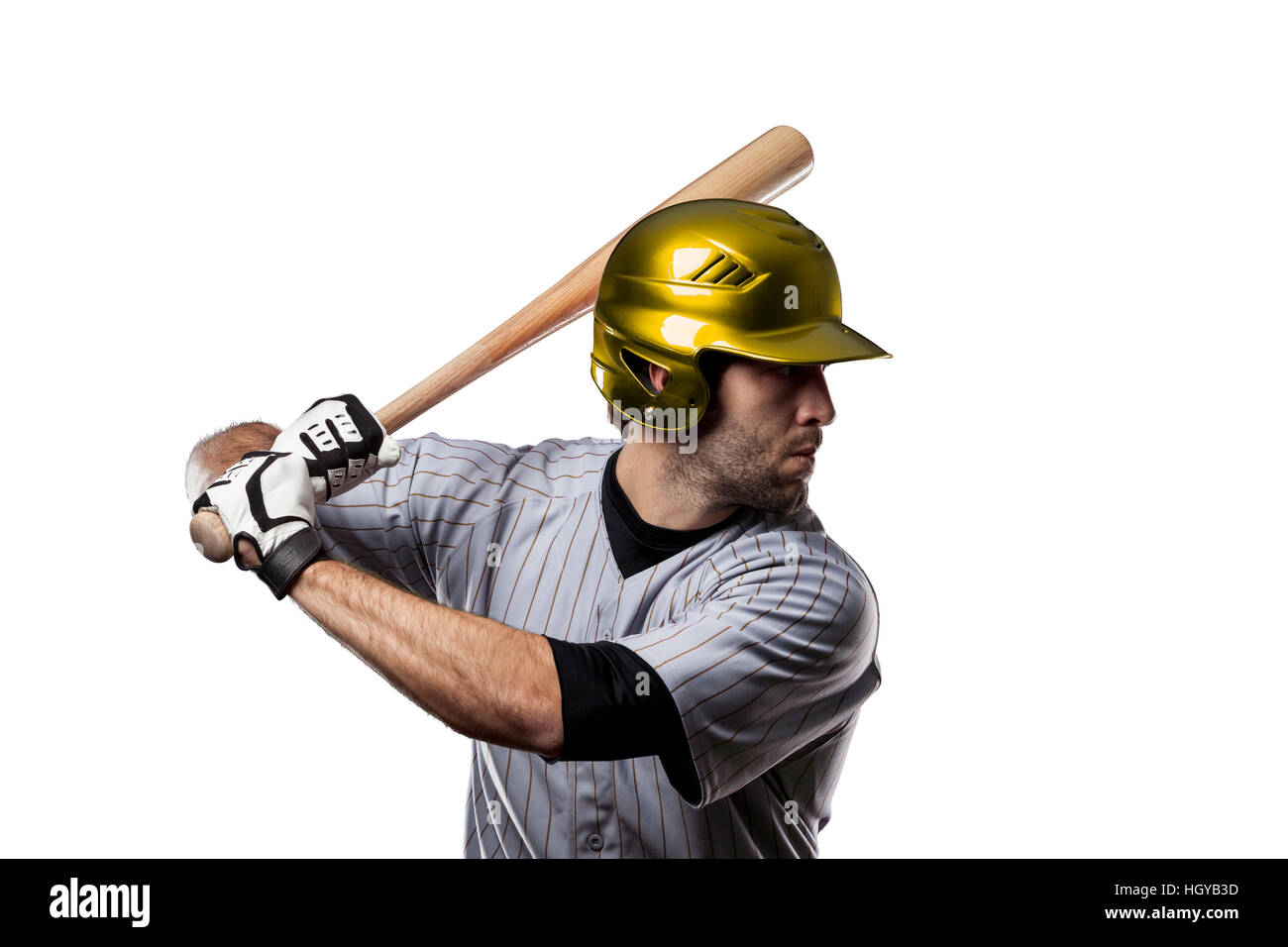Baseball Player in a Yellow uniform, on a white background Stock Photo ...