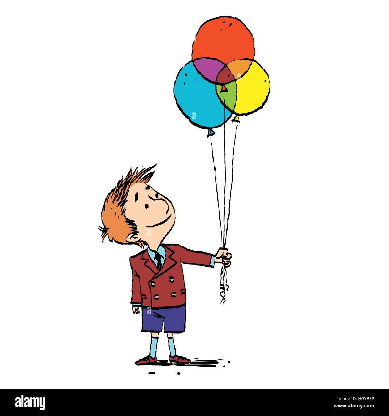 Boy with balloons Stock Vector Images - Alamy