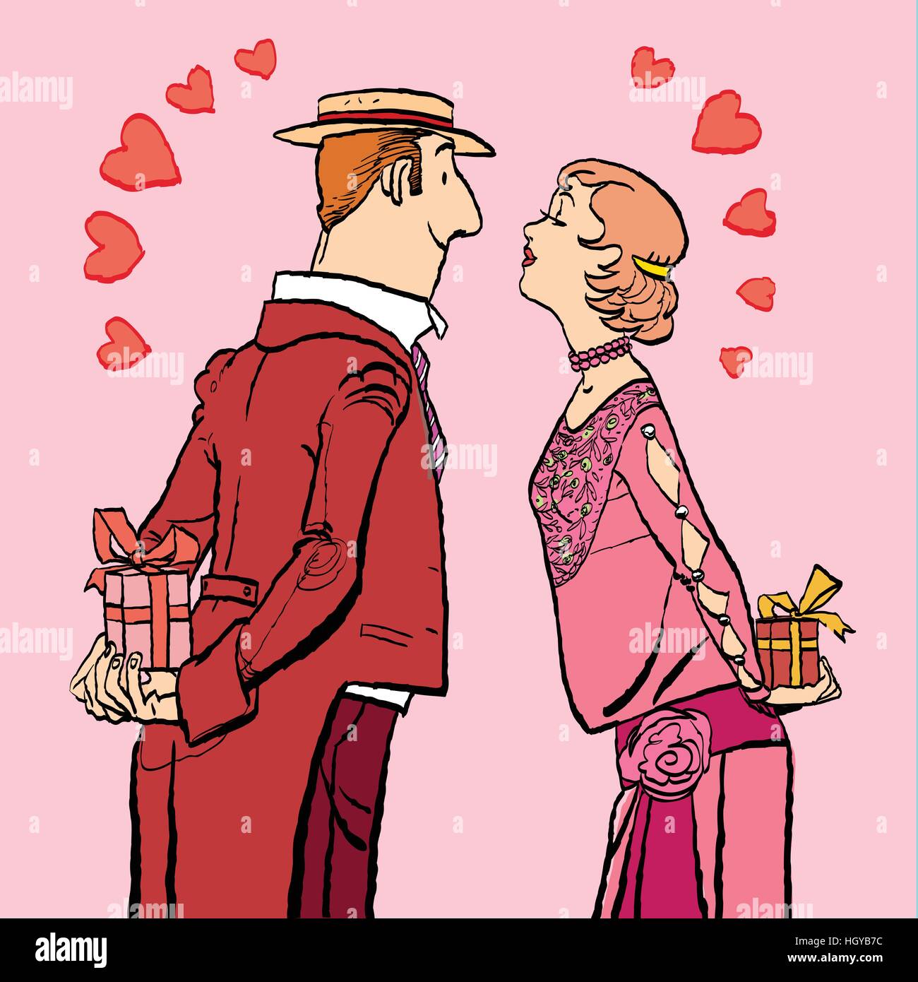 Man give woman gifts Stock Vector Images - Alamy