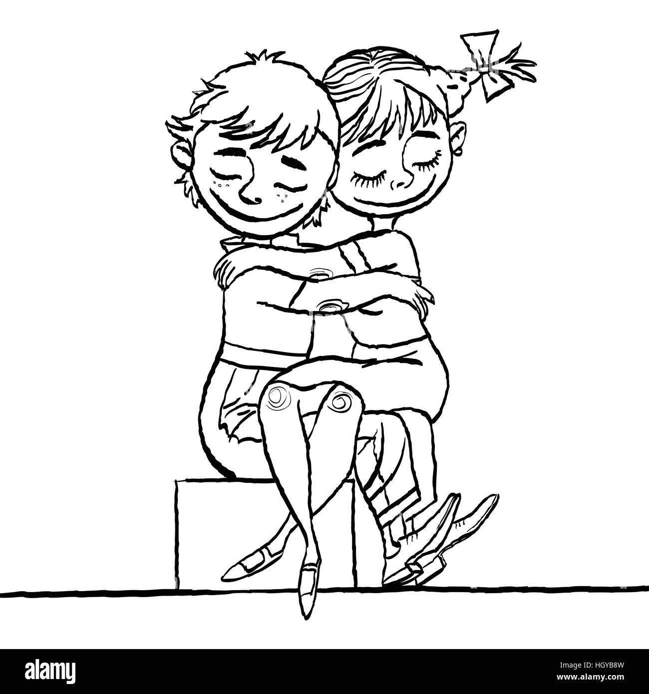 Black boy white boy hug Cut Out Stock Images & Pictures - Alamy