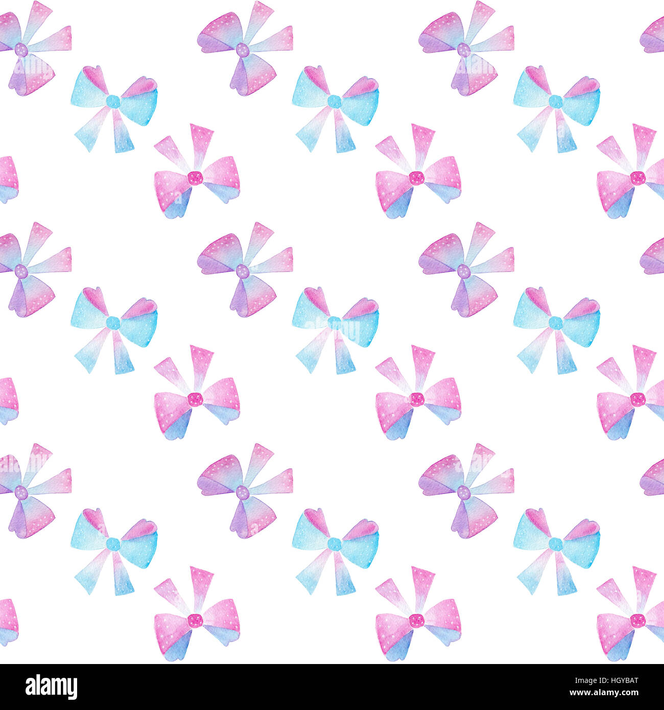 Watercolor bows seamless pattern texture on white background Stock ...