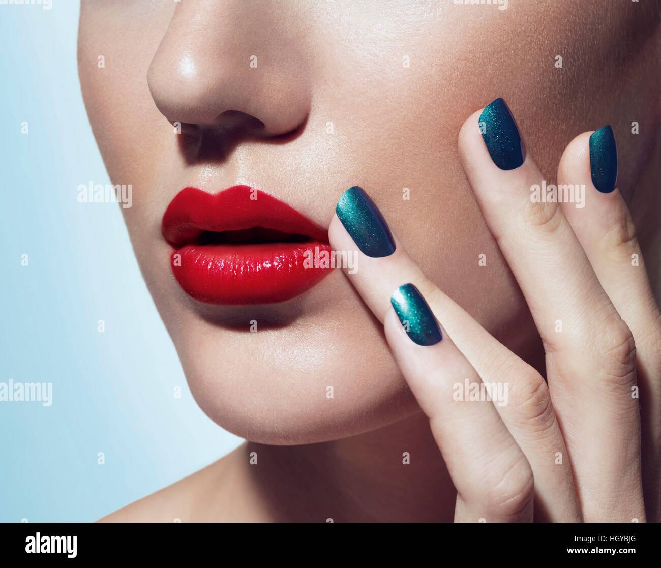 lady face and fingers Stock Photo - Alamy