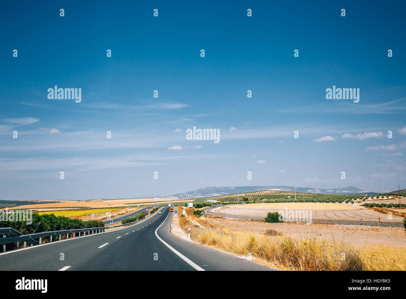 Beautiful asphalt freeway, motorway, highway against the background of ...