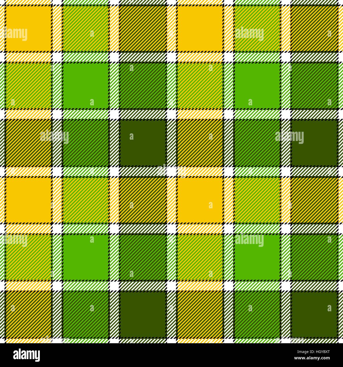 Green yellow check plaid seamless pattern. Vector illustration. Flat ...