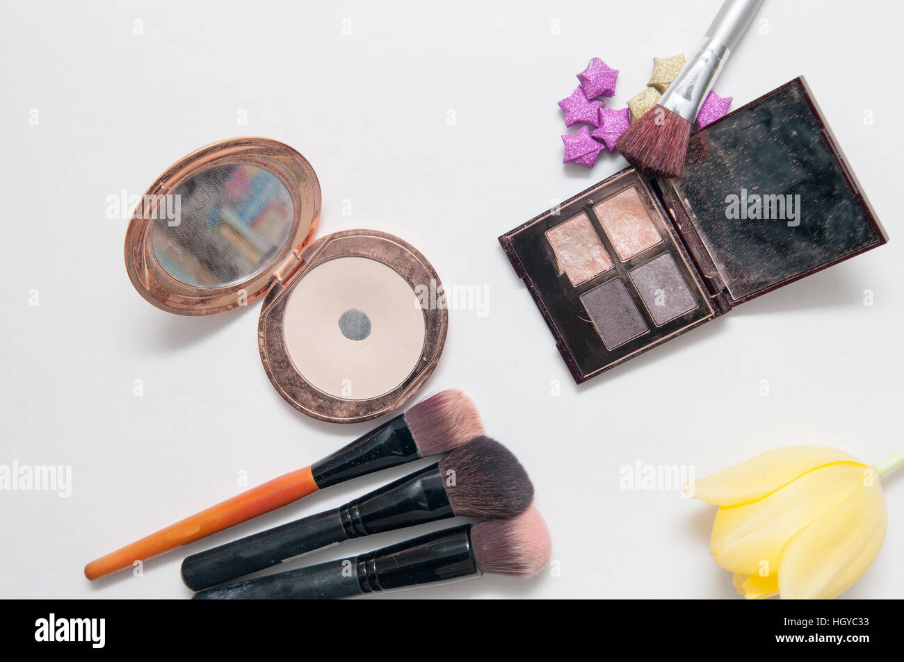 Selection of beauty products arranged on a white background Stock Photo ...