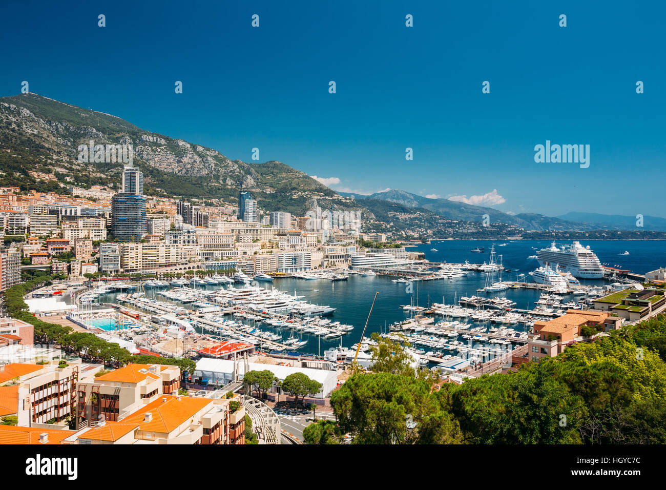 Monaco, Monte Carlo cityscape. Real estate architecture on mountain ...