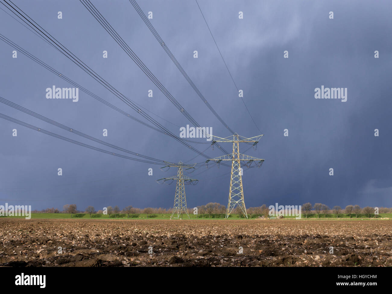 Power Pylon in bad weather Stock Photo - Alamy