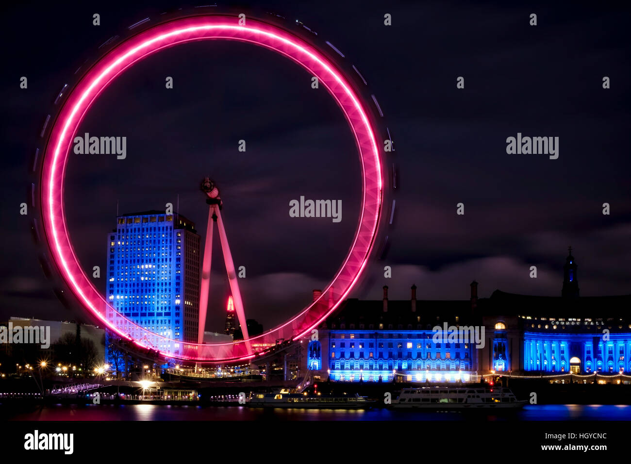View of the London Eye at Night Stock Photo - Alamy