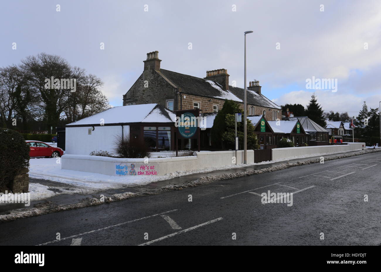 Exterior of The Birkhill Inn in winter Angus Scotland January 2017 ...