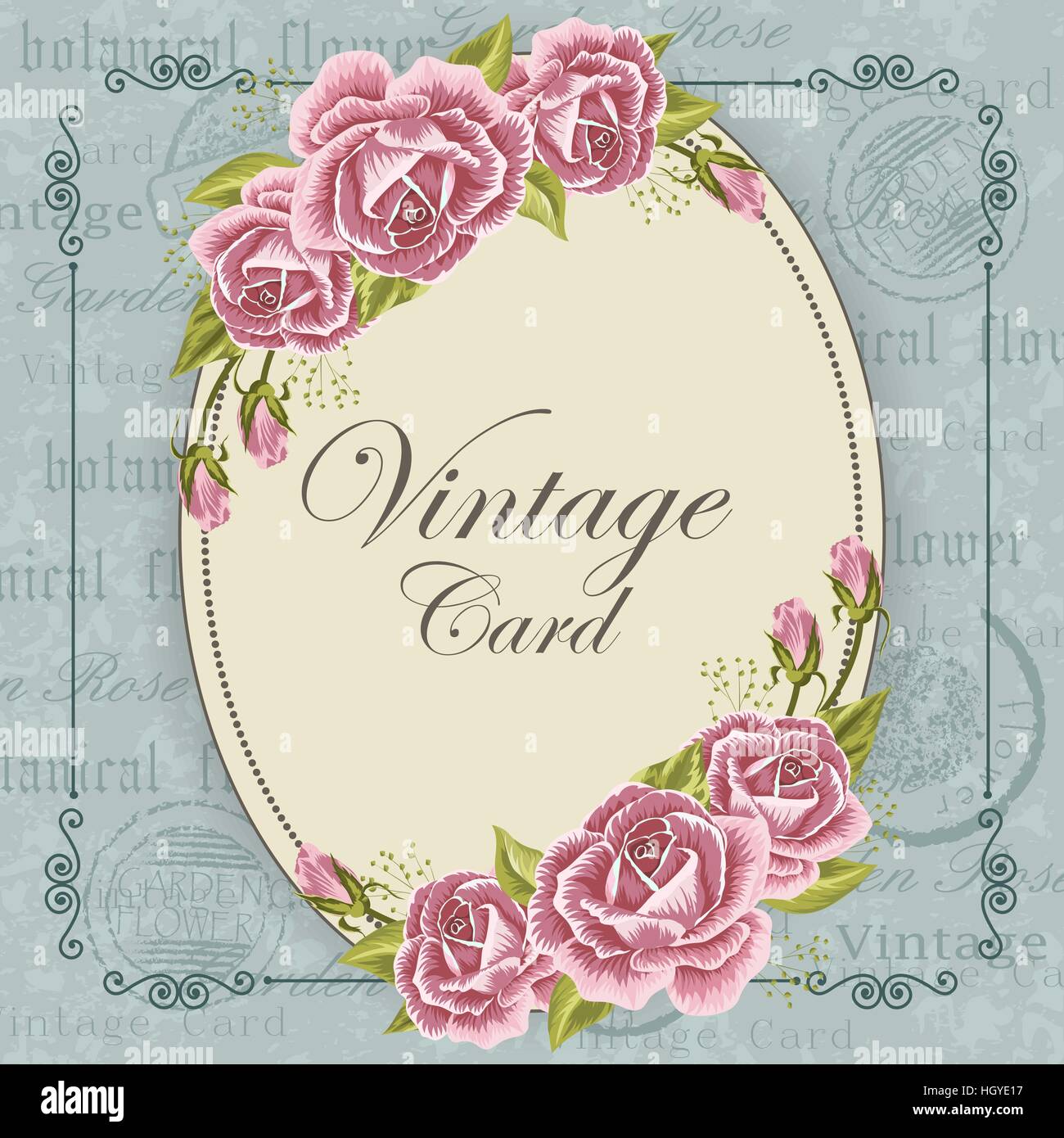 Floral vector card oval frame hi-res stock photography and images - Alamy