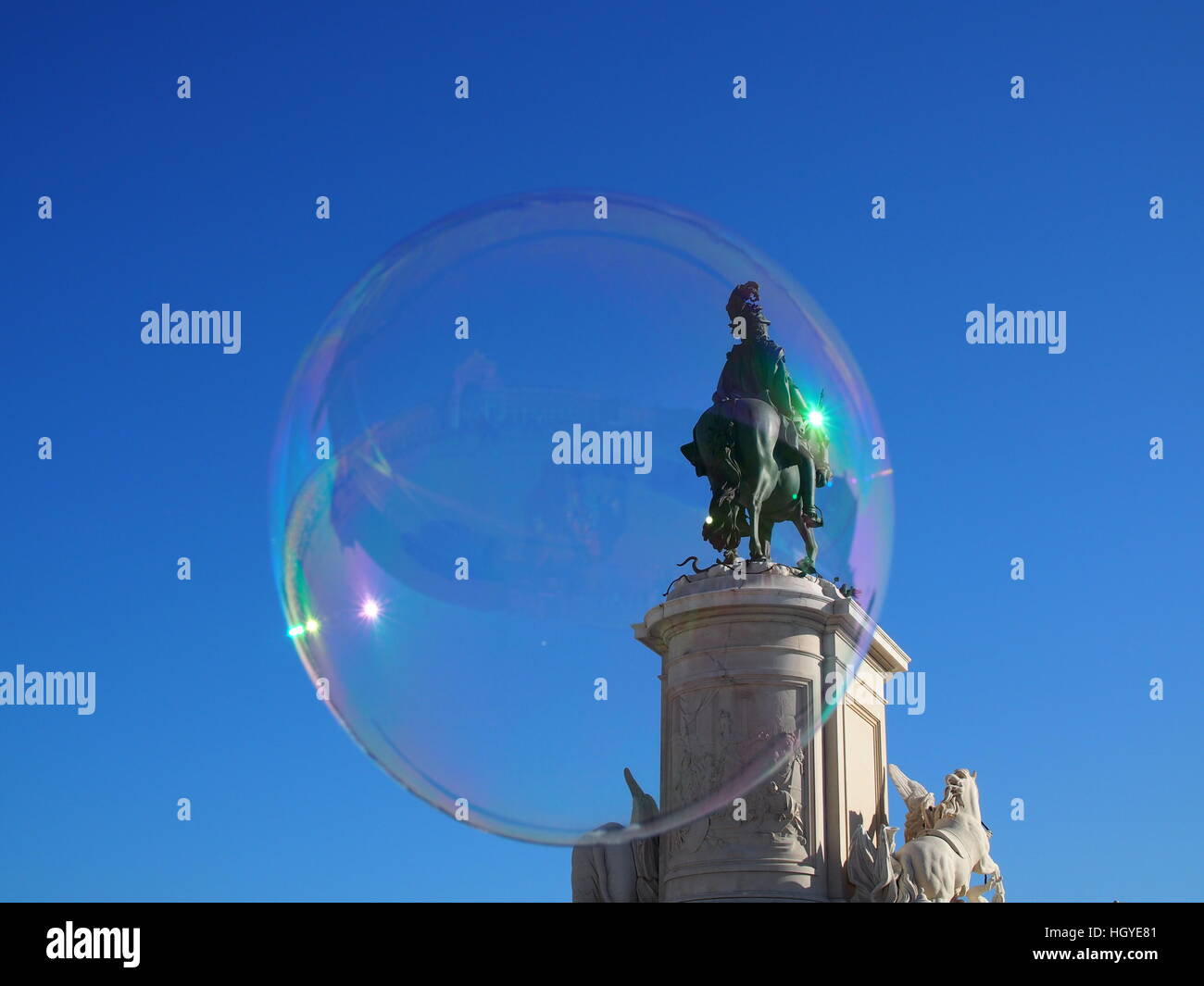 A statue seen through a large bubble Stock Photo - Alamy