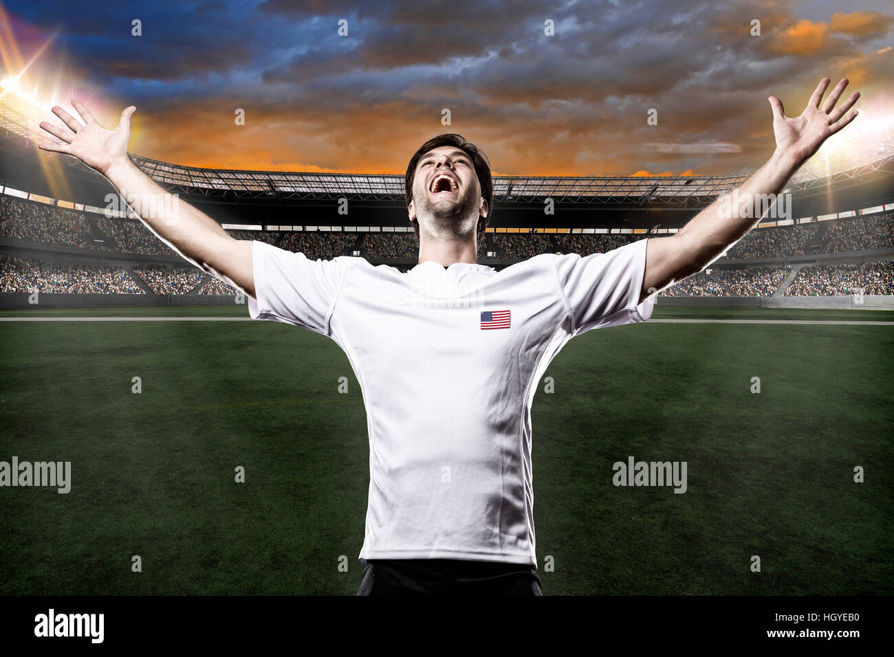 American soccer player, celebrating with the fans Stock Photo - Alamy