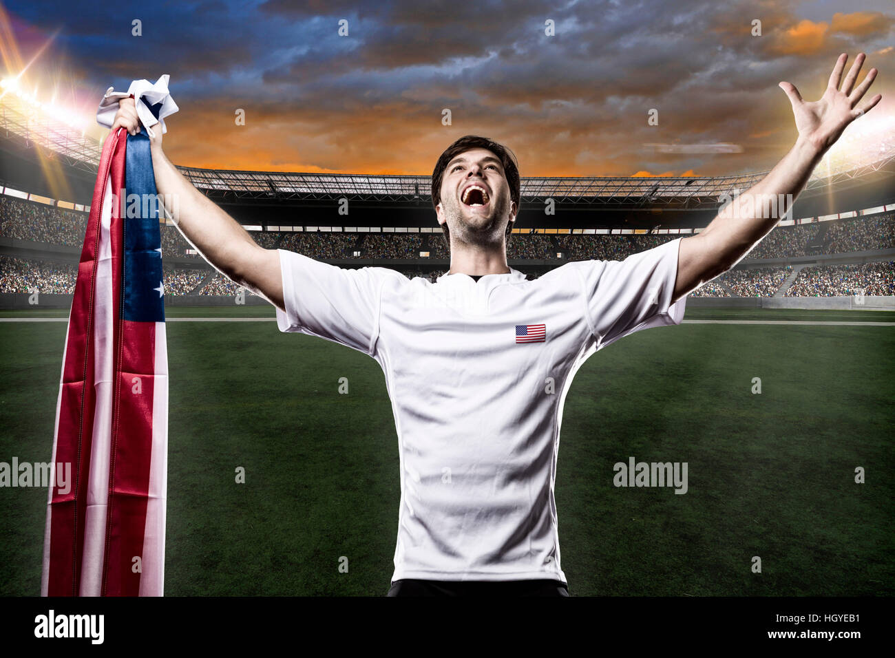 American soccer player, celebrating with the fans Stock Photo - Alamy