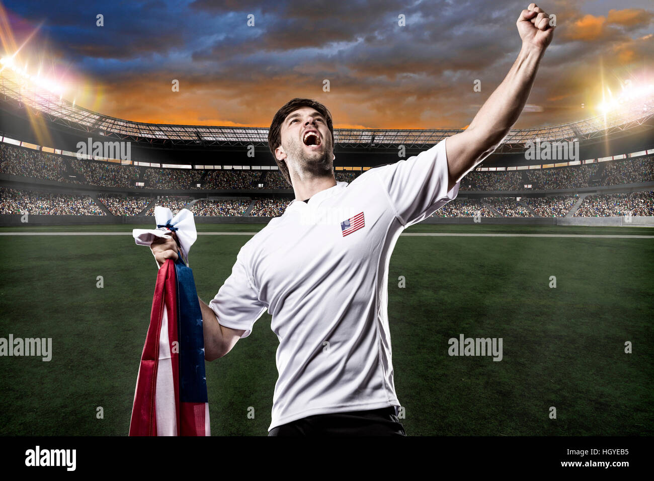 American soccer player, celebrating with the fans Stock Photo - Alamy