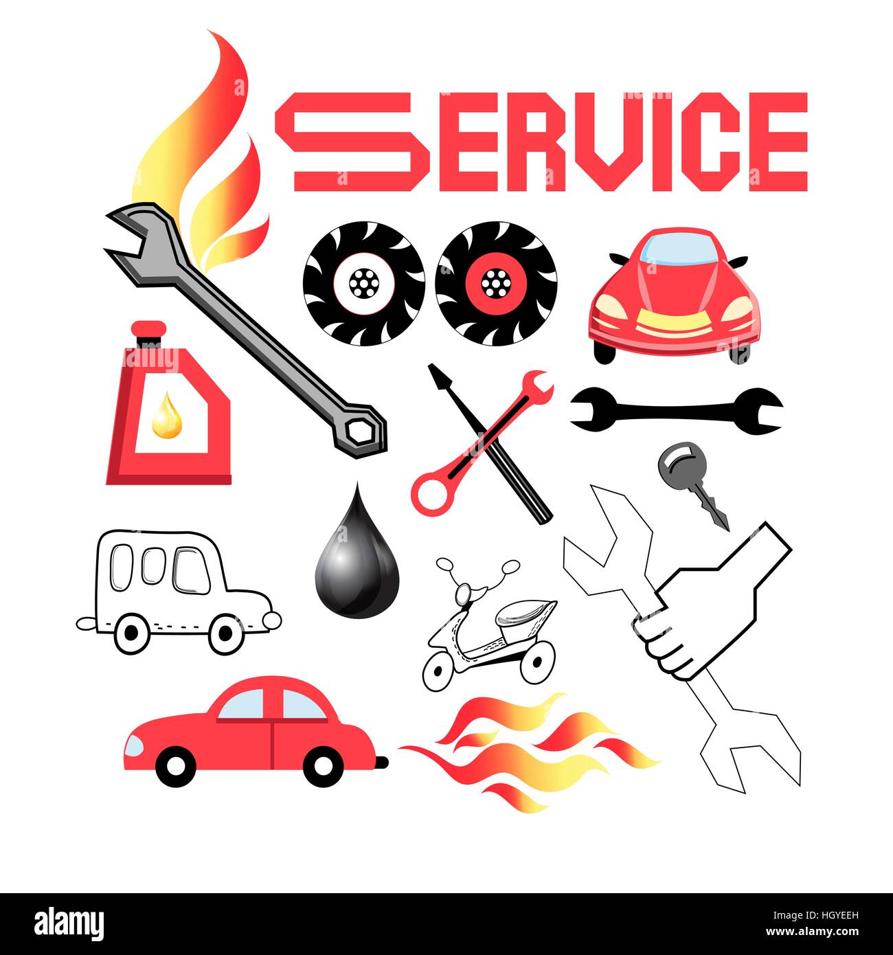 Vector set of service cars on a white background Stock Vector Image ...