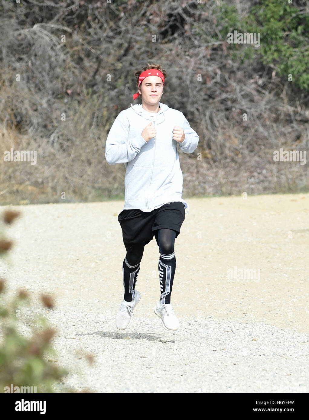 Justin Bieber goes for a run on a steep trail in Los Angeles Featuring ...
