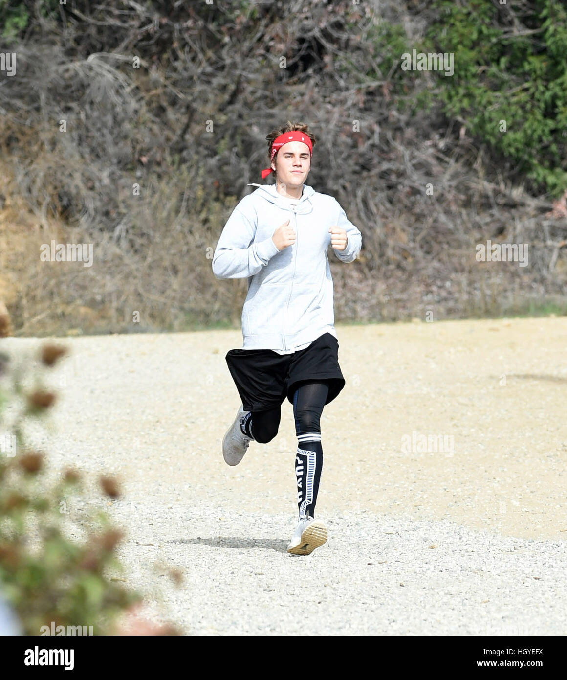 Justin Bieber goes for a run on a steep trail in Los Angeles Featuring ...
