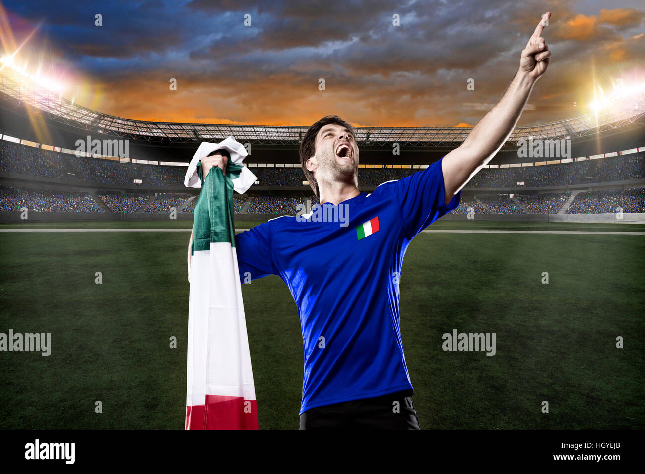 Italian soccer player, celebrating with the fans Stock Photo - Alamy