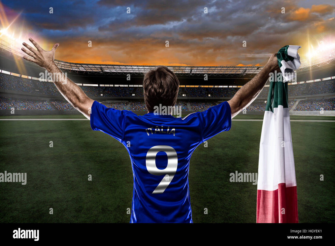 Italian soccer player, celebrating with the fans Stock Photo - Alamy